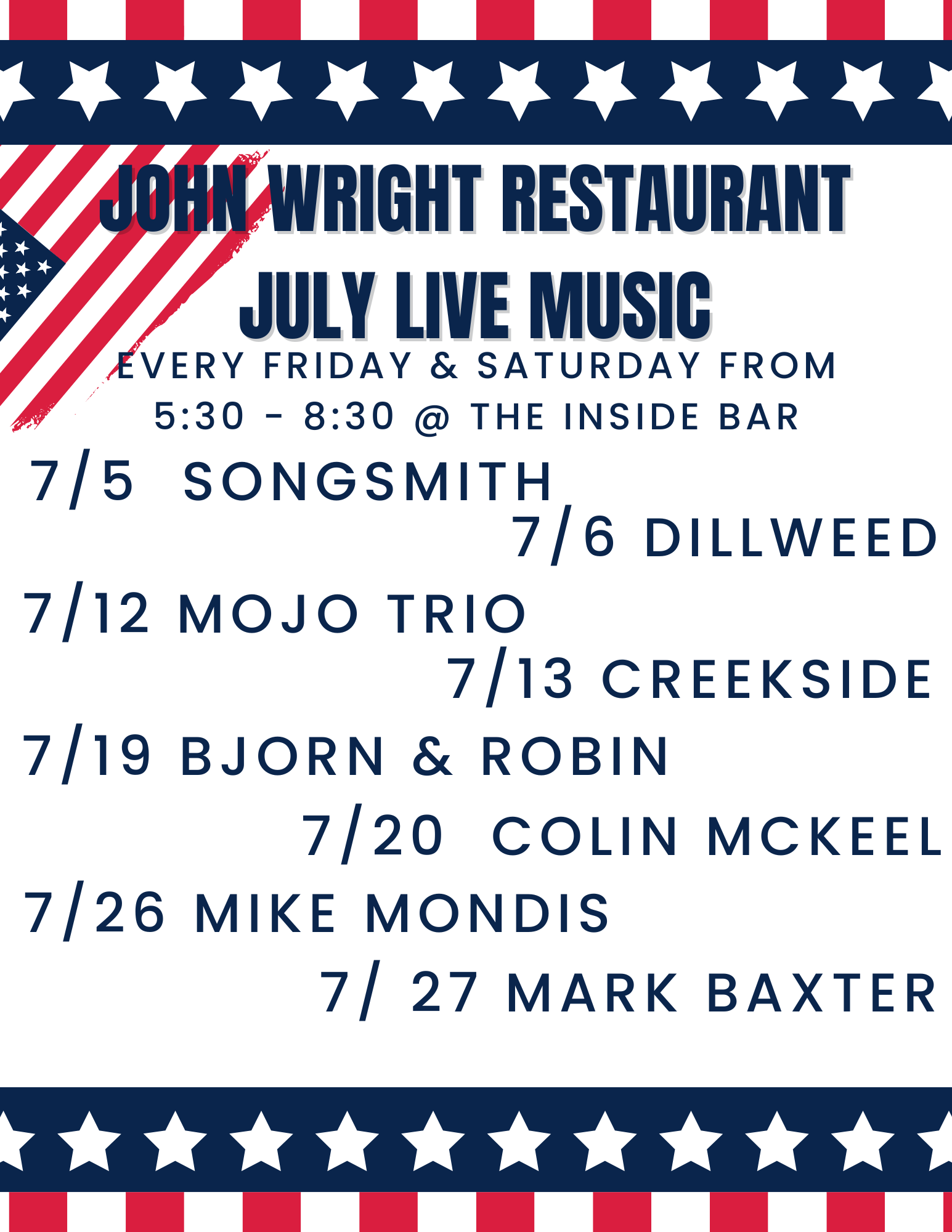 Live Music – John Wright Restaurant